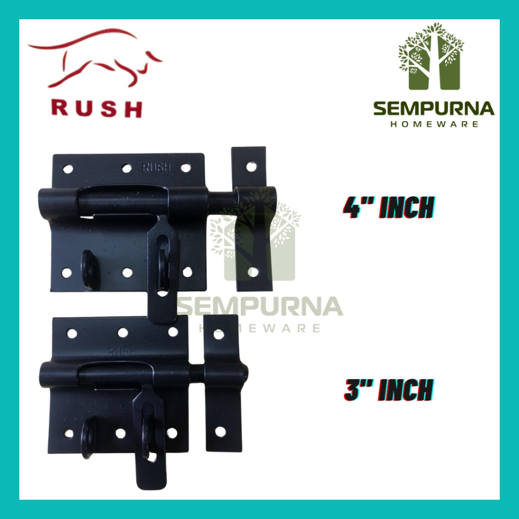 Jual GRENDEL PINTU BESI ANTI KARAT HITAM TEBAL RUSH 3" 4" INCH INCI ...