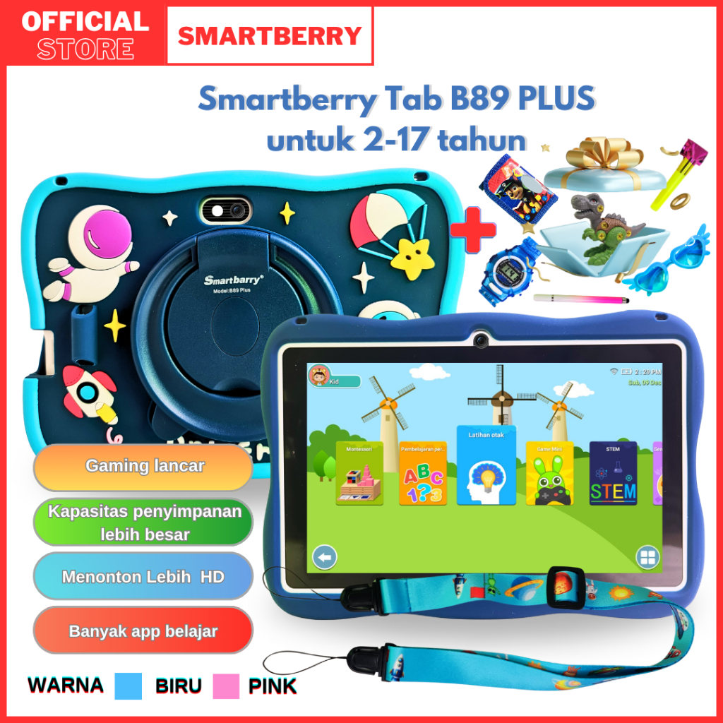 Jual SMARTBERRY KIDS STUDY TAB B89 Plus / B93 / B91 / 4/128GB / Tablet Anak / Hadiah Anak / 7 ...