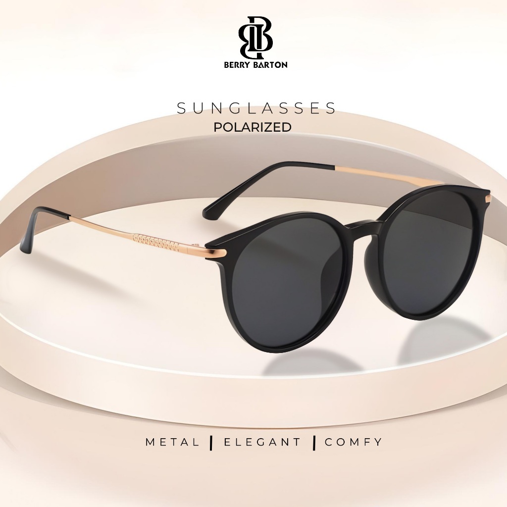 Jual Berrybarton - Kacamata Hitam Polarized Bulat Metal Sunglasses Anti UV400 245 | Shopee Indonesia