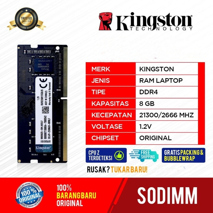 Jual RAM KINGSTON SODIMM DDR4 4GB - 8GB PC 21300 / 2666MHz | Shopee Indonesia