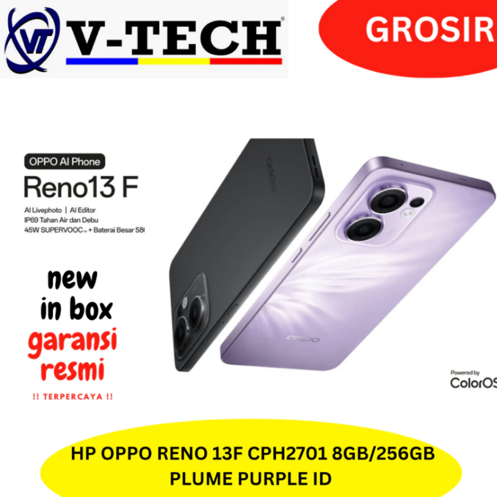 Jual HP OPPO RENO 13F CPH2701 8GB/256GB PLUME PURPLE ID | Shopee Indonesia