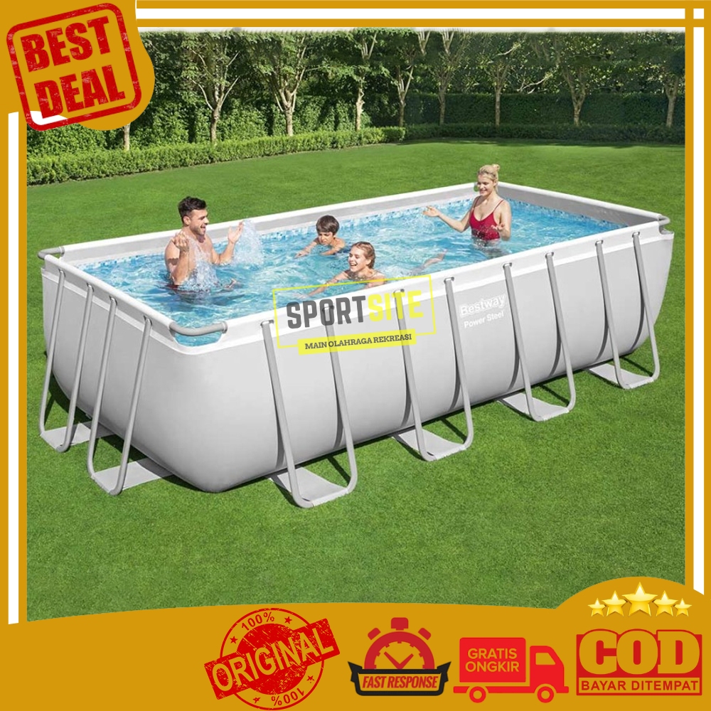 Jual Bestway Steel Pro Rectangle Swim Pool 488 x 244 x 122cm Kolam ...
