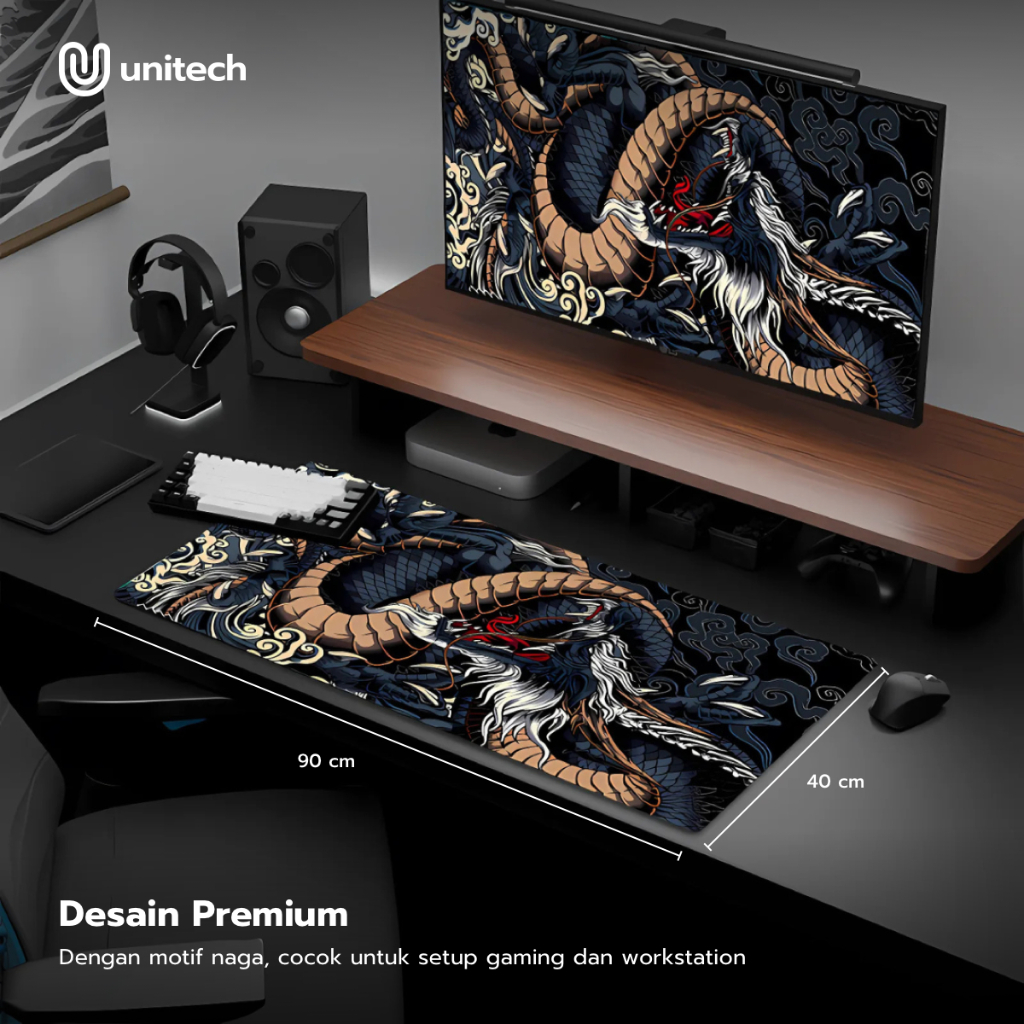 Jual Unitech Mousepad Gaming Besar 90x40cm Desk Mat Anti Slip Gaming ...