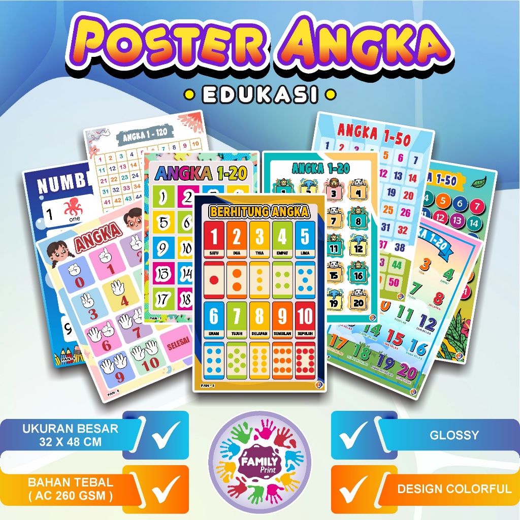 Jual Poster Angka 1 Sampai 100 - Poster Belajar Anak Angka 1 s/d 100 ...