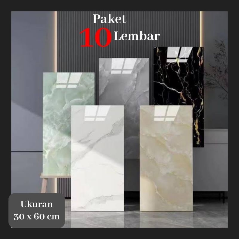 Jual Paket 10 lembar Wallpaper Marbel Granit vinyl Tebal 30X 60 cm Foam Stiker | Shopee Indonesia