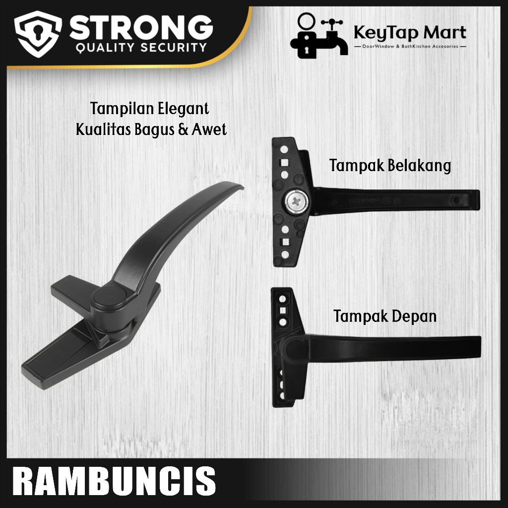 Jual Kunci Jendela Aluminium Pengunci Rambuncis Casement Handle STRONG ...