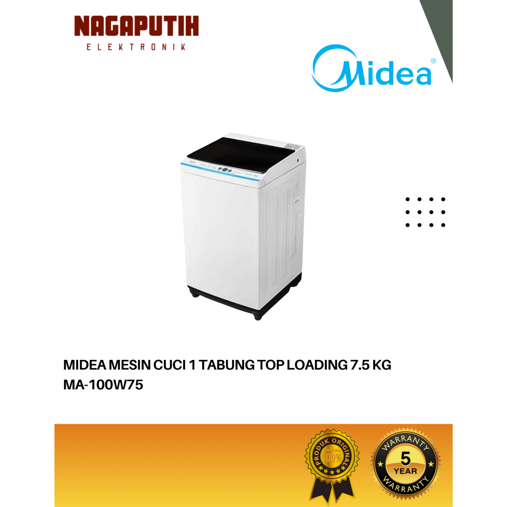 Jual Midea Top Load Washing Machine 7.5kg MA-100W75 One Touch Smart ...