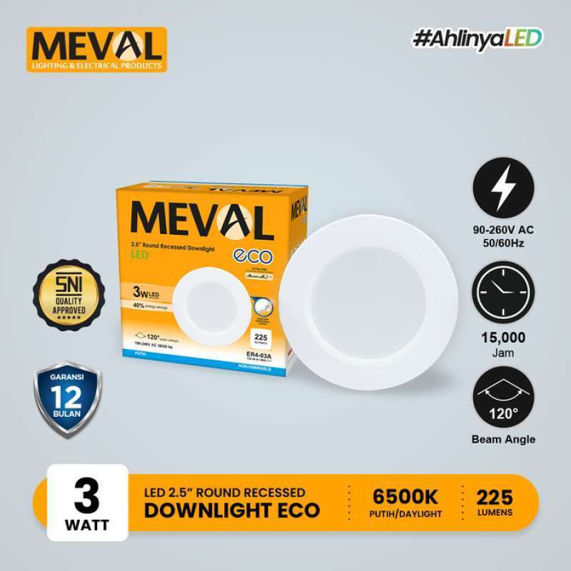 Jual MEVAL LED Round Recessed Downlight Eco - PUTIH | Shopee Indonesia