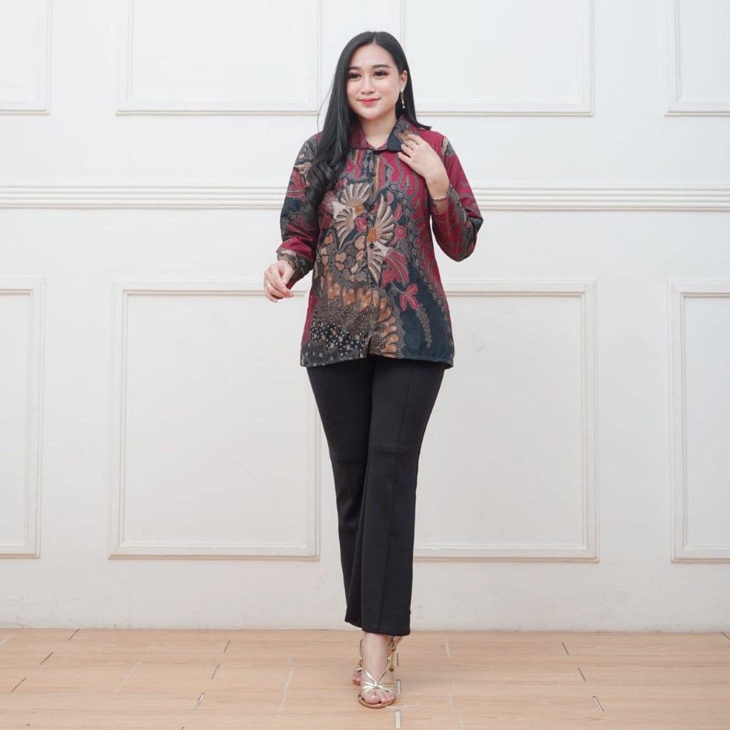 Jual Baju Batik Atasan Wanita Terbaru Blouse Batik Cewek Lengan Panjang ...