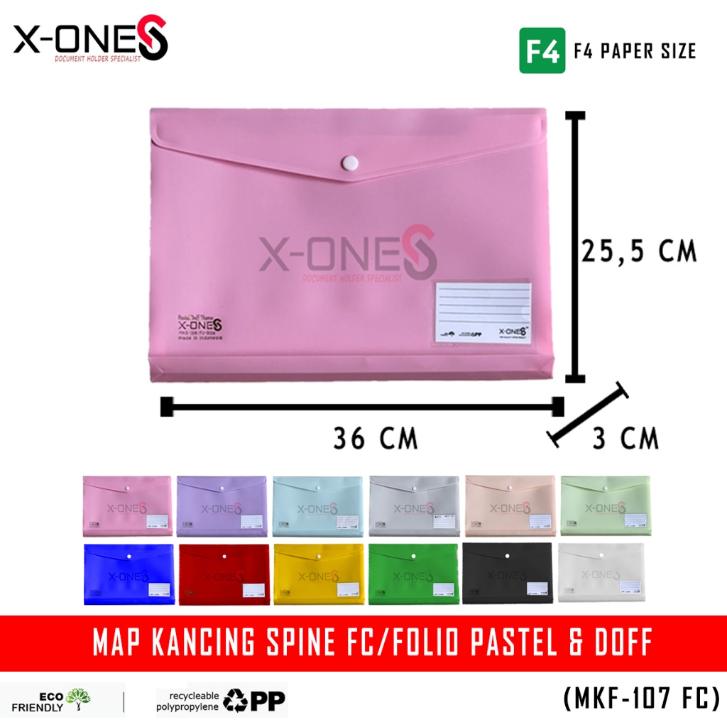 Jual X-ONE MAP KANCING PLASTIK PUNGGUNG PASTEL & DOFF F4 FOLIO / MKS ...