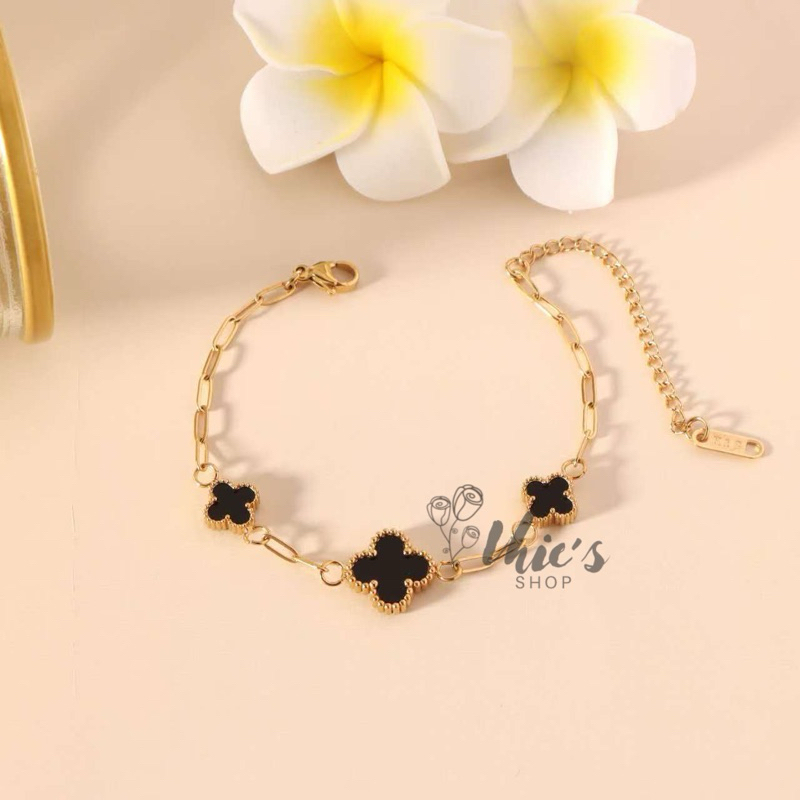 Jual Gelang Tangan Titanium Bunga Clover Bolak Balik 9mm Kolaborasi ...