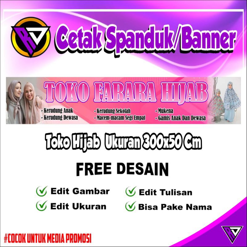 Jual Spanduk Banner Hijab Size 300x50 Cm Costum Design | Shopee Indonesia