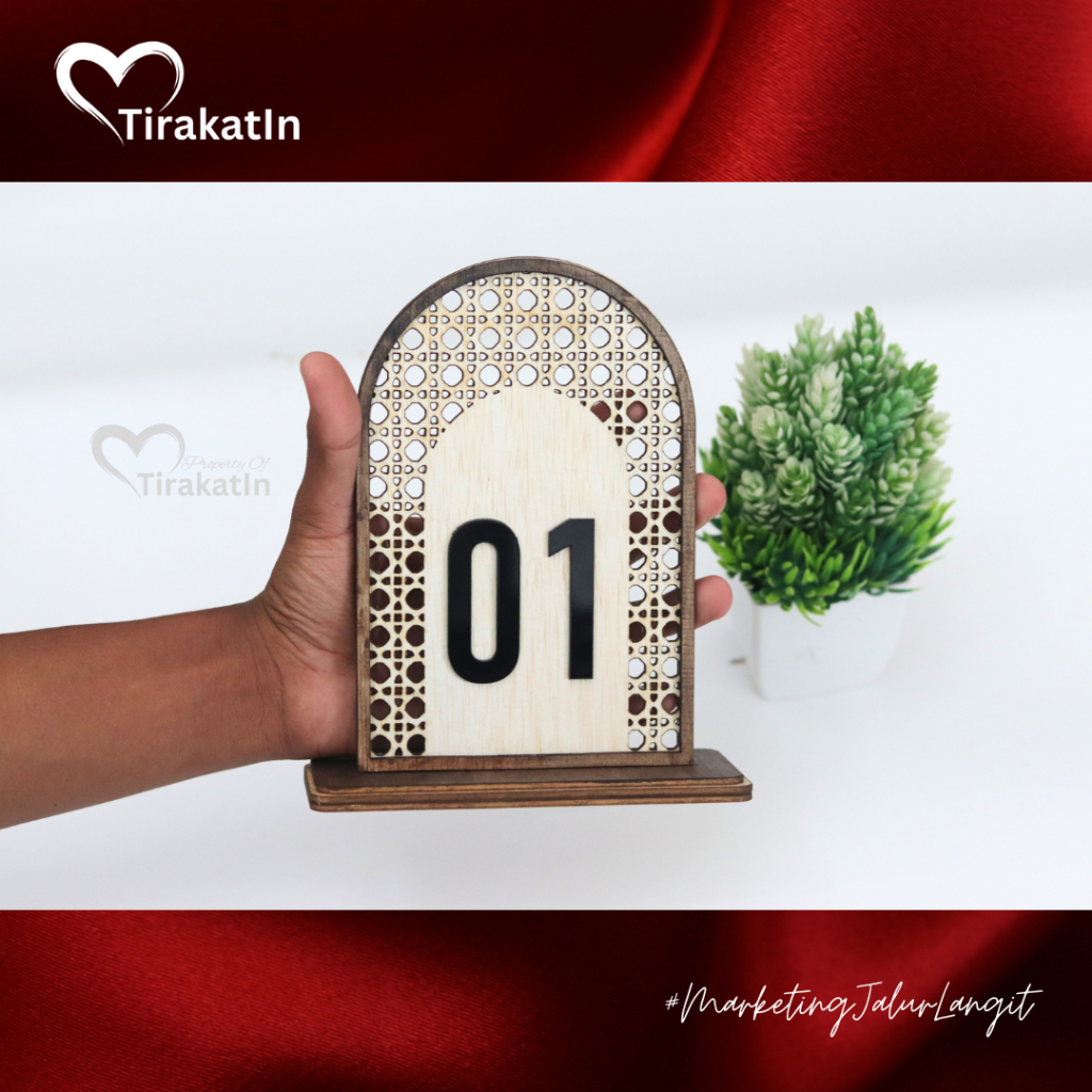 Jual TirakatIn - (Custom) Nomor Meja Boho Premium Rotan Kayu | Papan ...