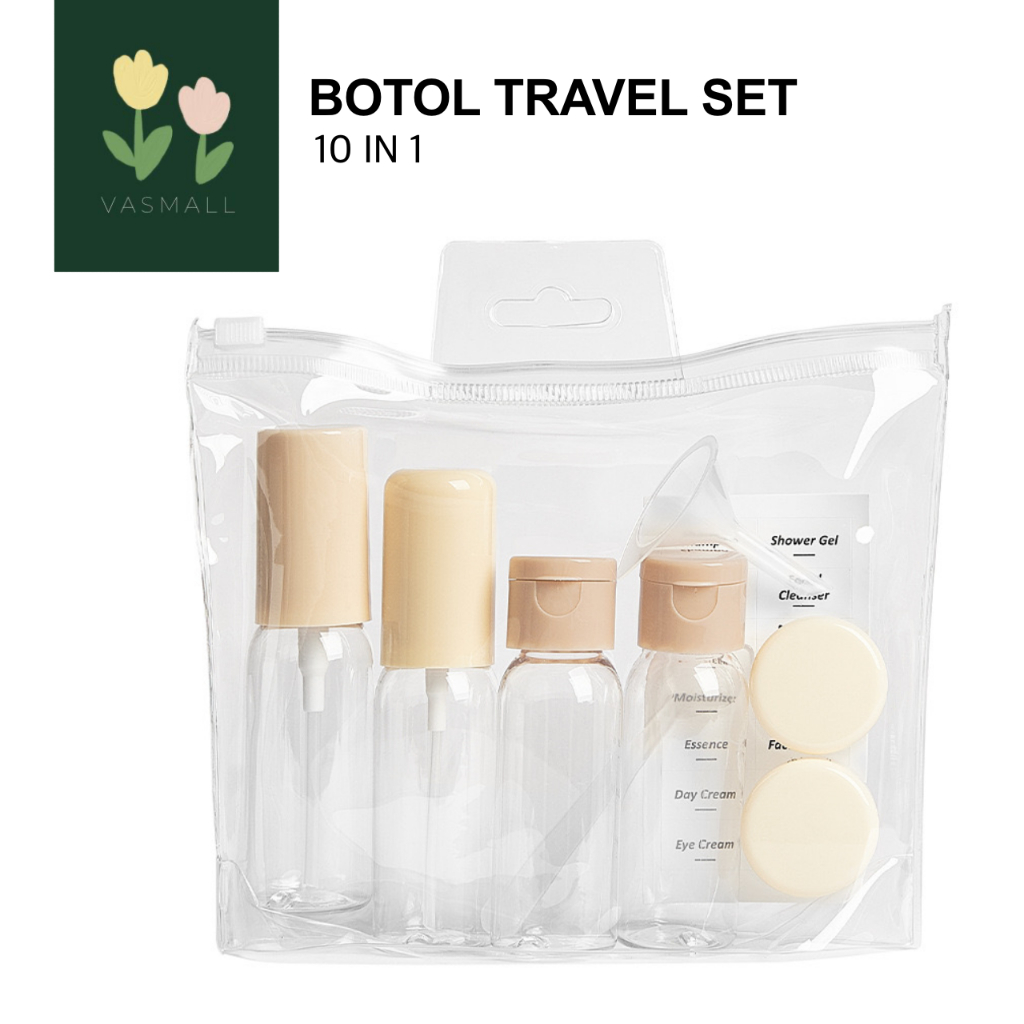 Jual VASMALL - [ 10 IN 1 ] TRAVEL PACK SET BOTOL MINI LENGKAP | BOTOL TRAVEL SET | BOTOL ISI ...