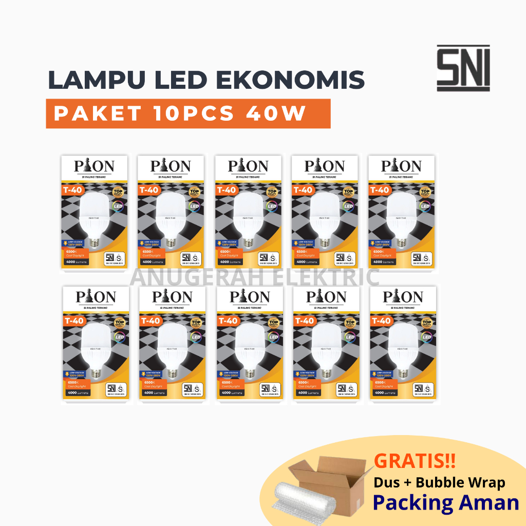 Jual Lampu Bohlam LED Ekonomis Paket 10pcs 5W 10W 15W 20W 30W 40WATT Cahaya Putih Capsule PION ...