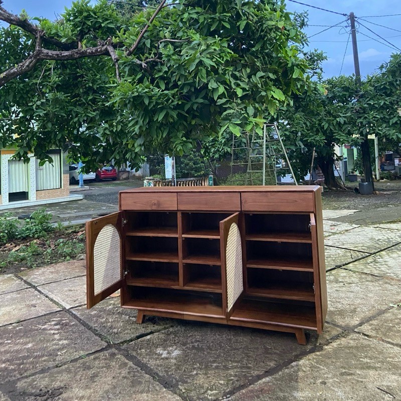 Jual rak sepatu kayu jati rak sepatu minimalis rak sepatu rotan lemari ...