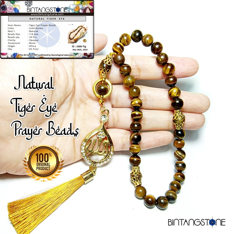 Jual Tasbih Batu Natural Tiger Eye Africa Prayer Beads 7 8 mm 33 Butir ...