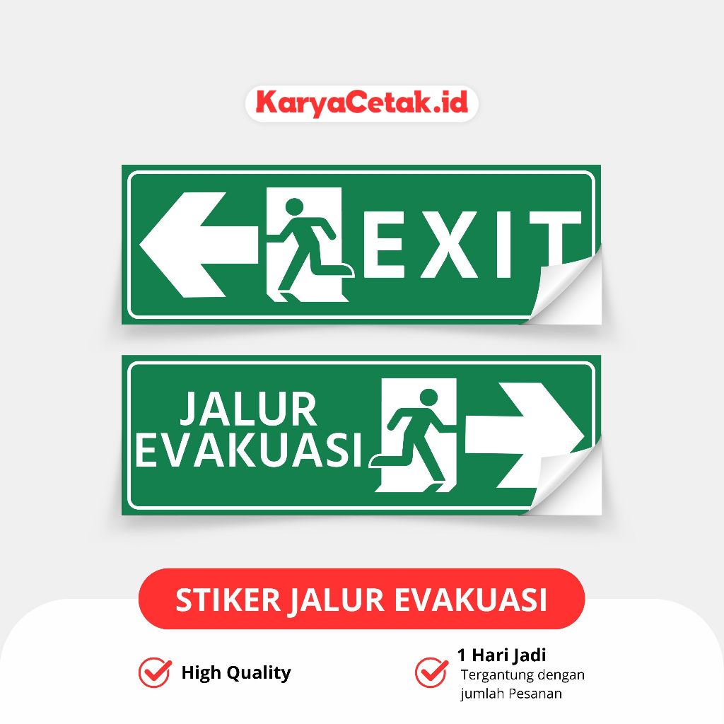 Jual Stiker Jalur Evakuasi / Sticker Exit / Rambu Tanda Sign Titik ...
