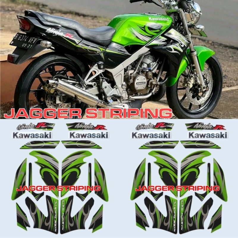 Jual Striping Ninja R hijau+EMBLEM KAWASAKI kanan kiri (METALIK ...