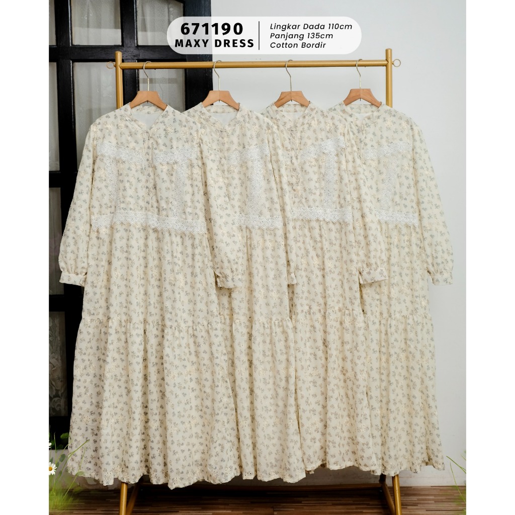 Jual Malla Maxy dress bhn katun bordir+furing+renda fit to Xl besar ...