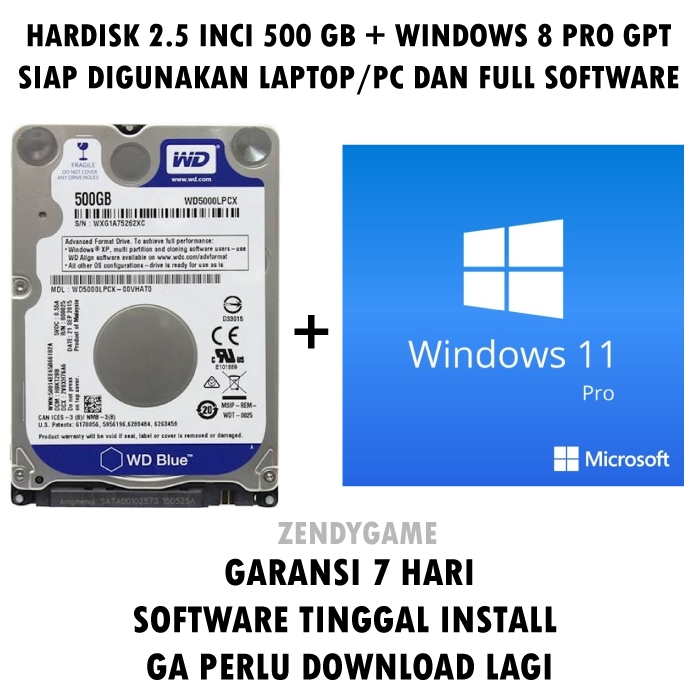 Jual HARDDISK LAPTOP 500GB + WINDOWS 11 PRO | SUDAH TERINSTALL WINDOWS 11 PRO 64BIT | FULL ...
