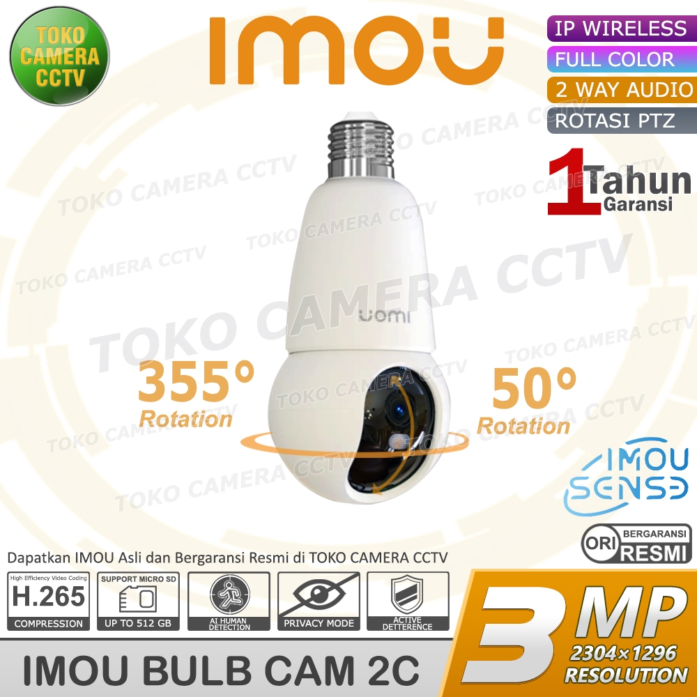 Jual WIFI CAMERA INDOOR IMOU BULB CAM 2C 3MP KAMERA CCTV PINTAR INDOOR ...