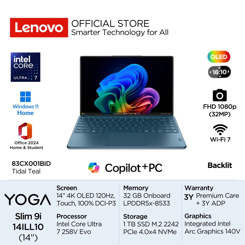 Jual LENOVO Yoga Slim 9 14ILL10-1BID Intel® Core™ Ultra 7 258V 32GB 1TB ...