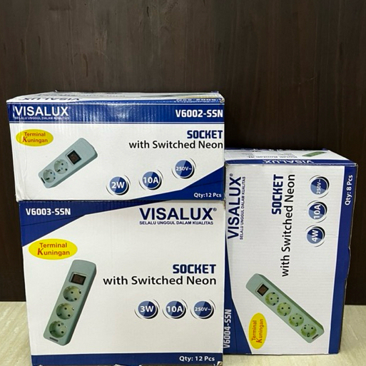 Jual Stop Kontak dengan Saklar Lampu 10/16A 2W/3W/4Way Lubang VISALUX Terminal Kuningan V600 ...