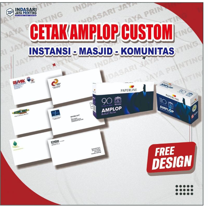 Jual Cetak amplop / kop amplop / amplop instansi / amplop masjid murah free design | Shopee ...