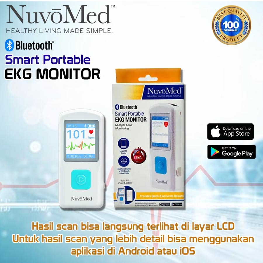 Jual NuvoMed Smart Portable EKG Monitor Multiple Lead Monitoring Layar ...