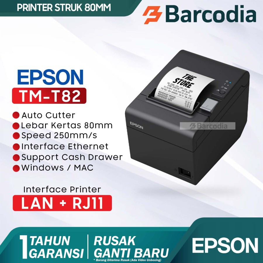 Jual BARCODIA Printer Epson TMT82 USB Kertas Thermal 80MM | Shopee ...