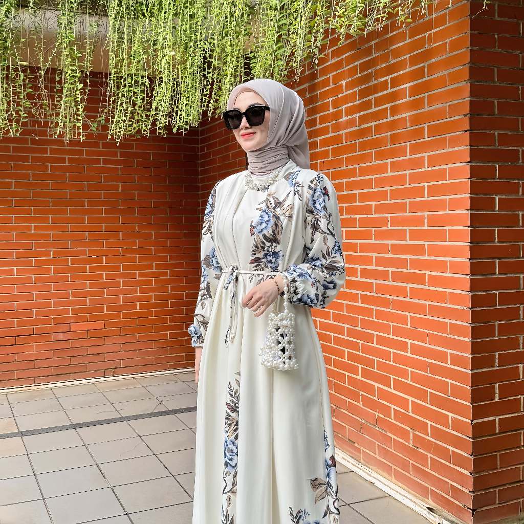 Jual FANMU Gamis Motif Bunga Terbaru Dress Gamis Muslim Wanita | Shopee ...