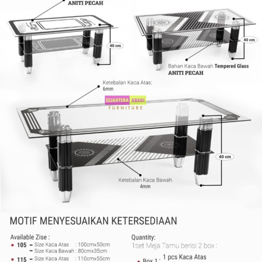 Jual Meja Tamu Kaca tempered glass besar, Coffee Table Import, meja ...