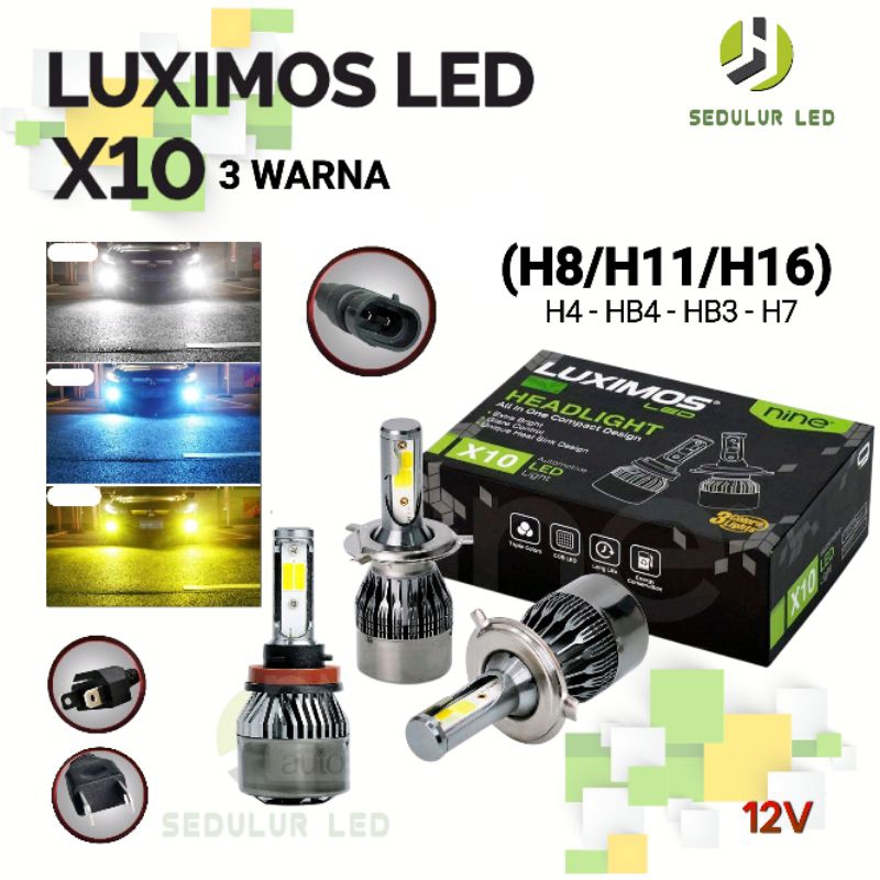 Jual LAMPU LED MOBIL 3WARNA FOGLAMP HEADLAMP H11 H16 H8 NINE LUXIMOS X9 dan X10 | Shopee Indonesia