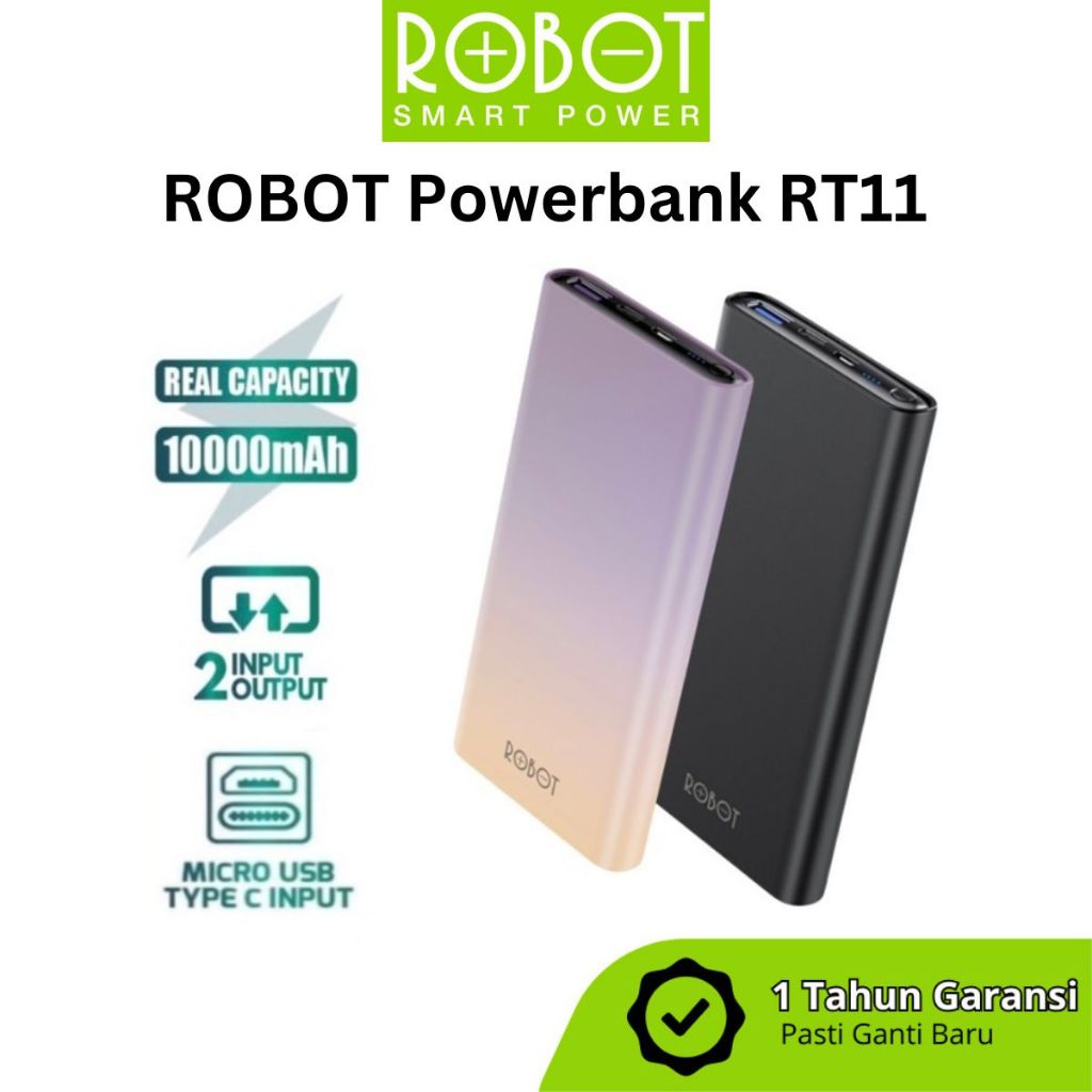 Jual ROBOT PowerBank RT11 Gradient 10000 mAh Dual Input Output | Shopee Indonesia