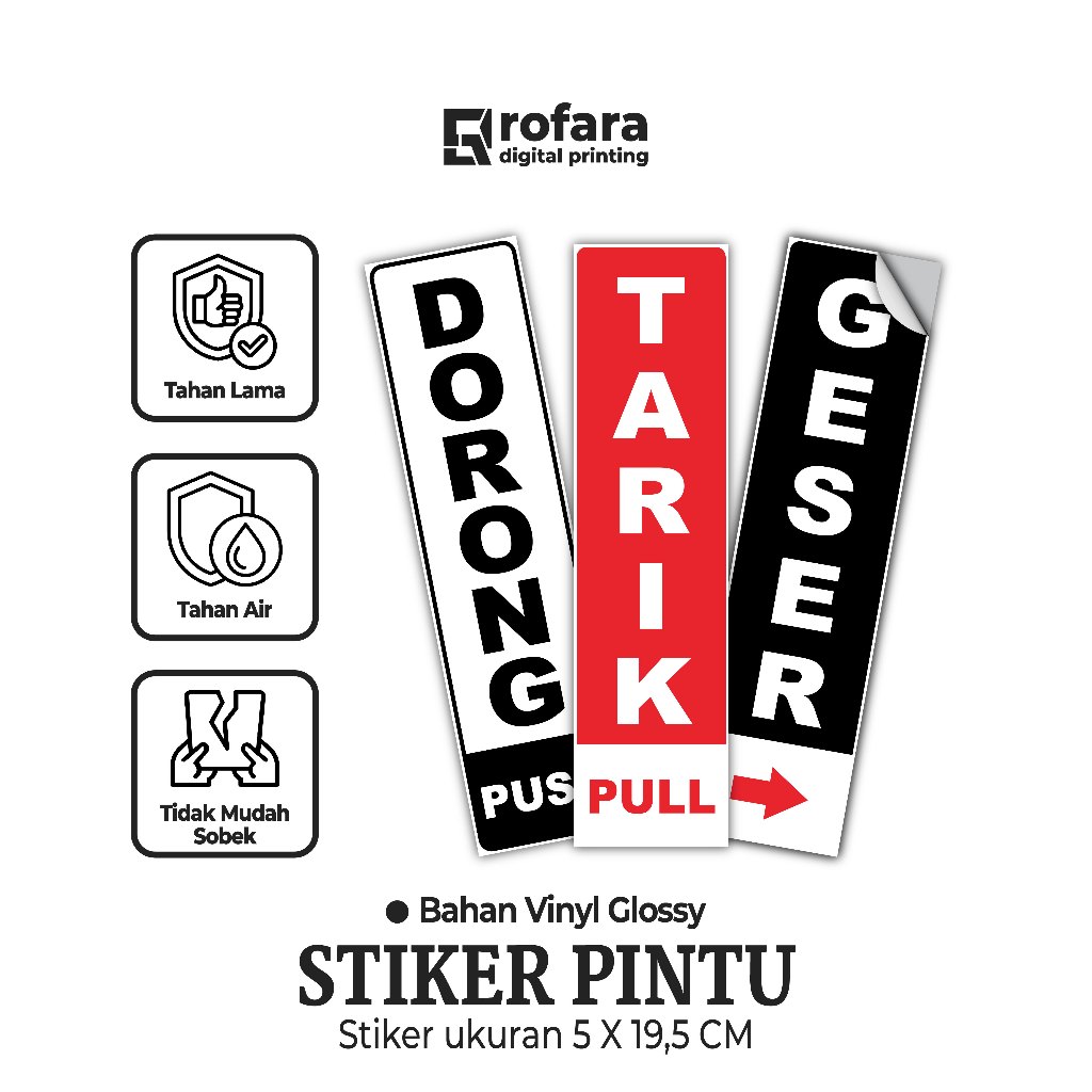 Jual Stiker Pintu Dorong - Tarik - Geser | Bahan Vinyl | Ukuran 5 x 19 ...