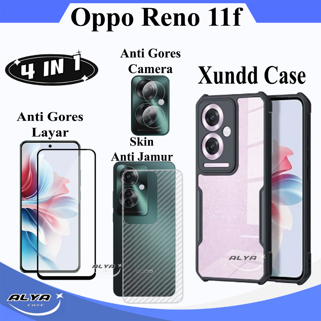 Jual Paket 4in1 Casing Oppo Reno 11f Case Shockproof Transparant ...