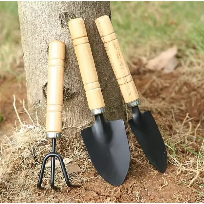 Jual Sekop Mini Alat Berkebun gardening 3 in 1 Gagang Kayu Garden Tool ...