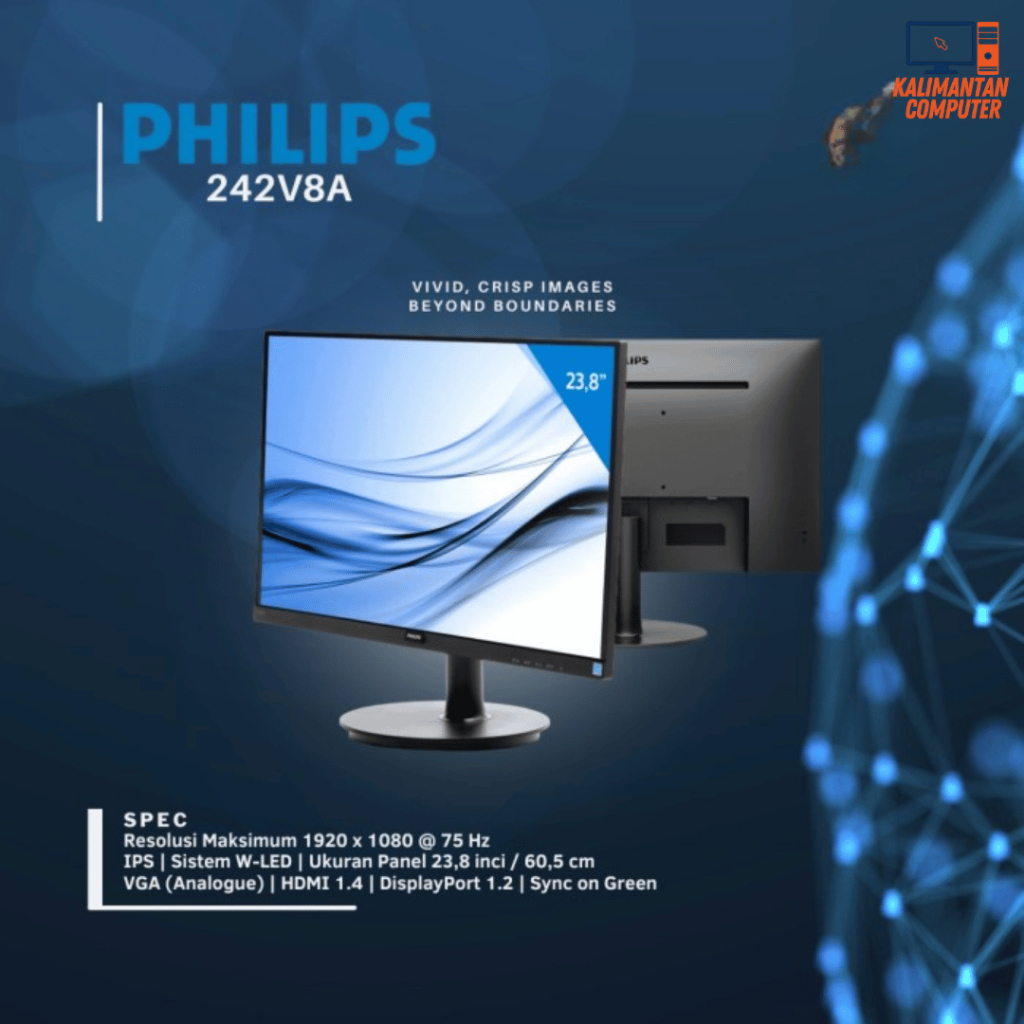Jual Monitor LED Philips 242V8A 1080 75Hz VGA HDMI DP Speaker VESA 24 ...