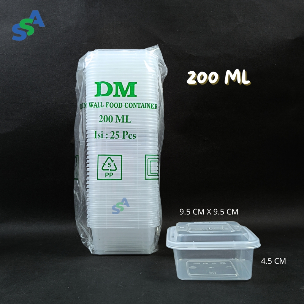 Jual THINWALL DM SQUARE 200 ML ISI 25 PCS / FOOD CONTAINER KOTAK ...