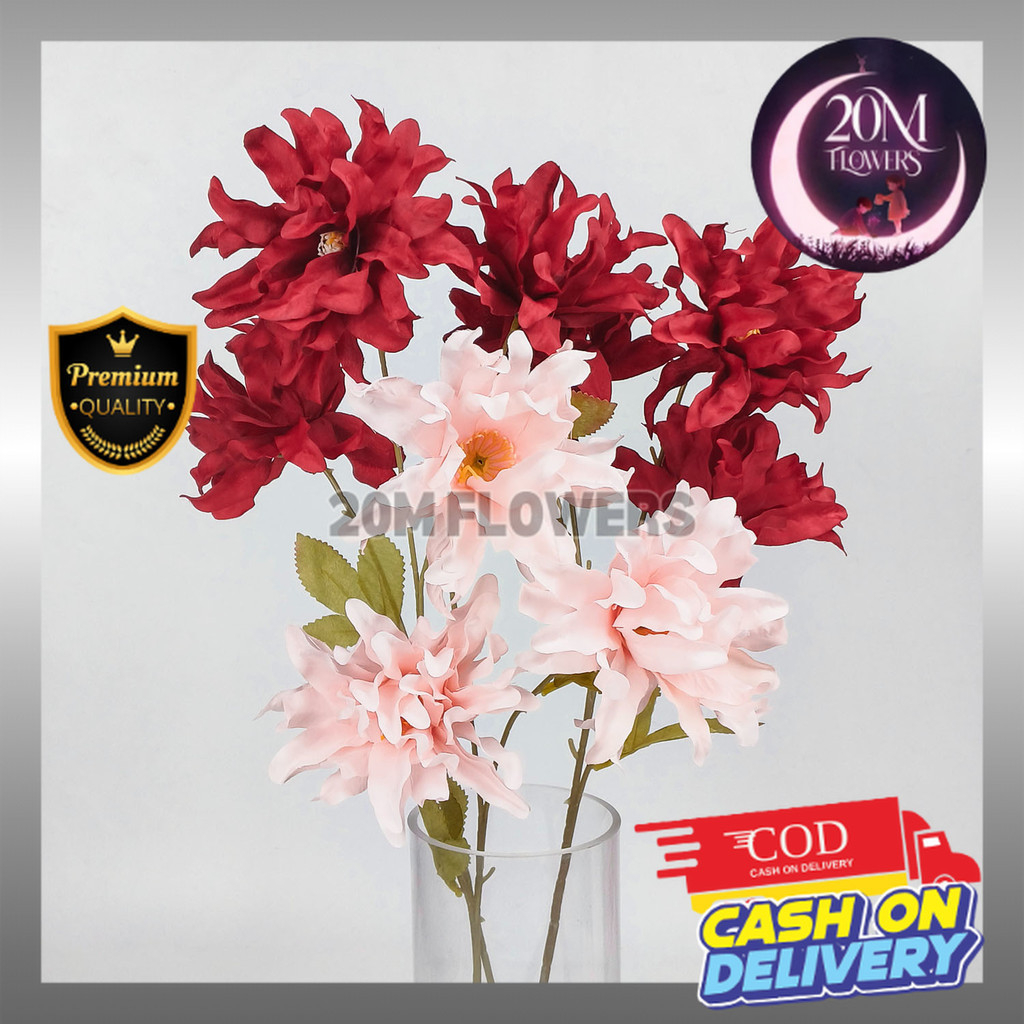Jual Bunga Dahlia Tangkai Panjang Cabang 3 artificial Bunga Imitasi ...