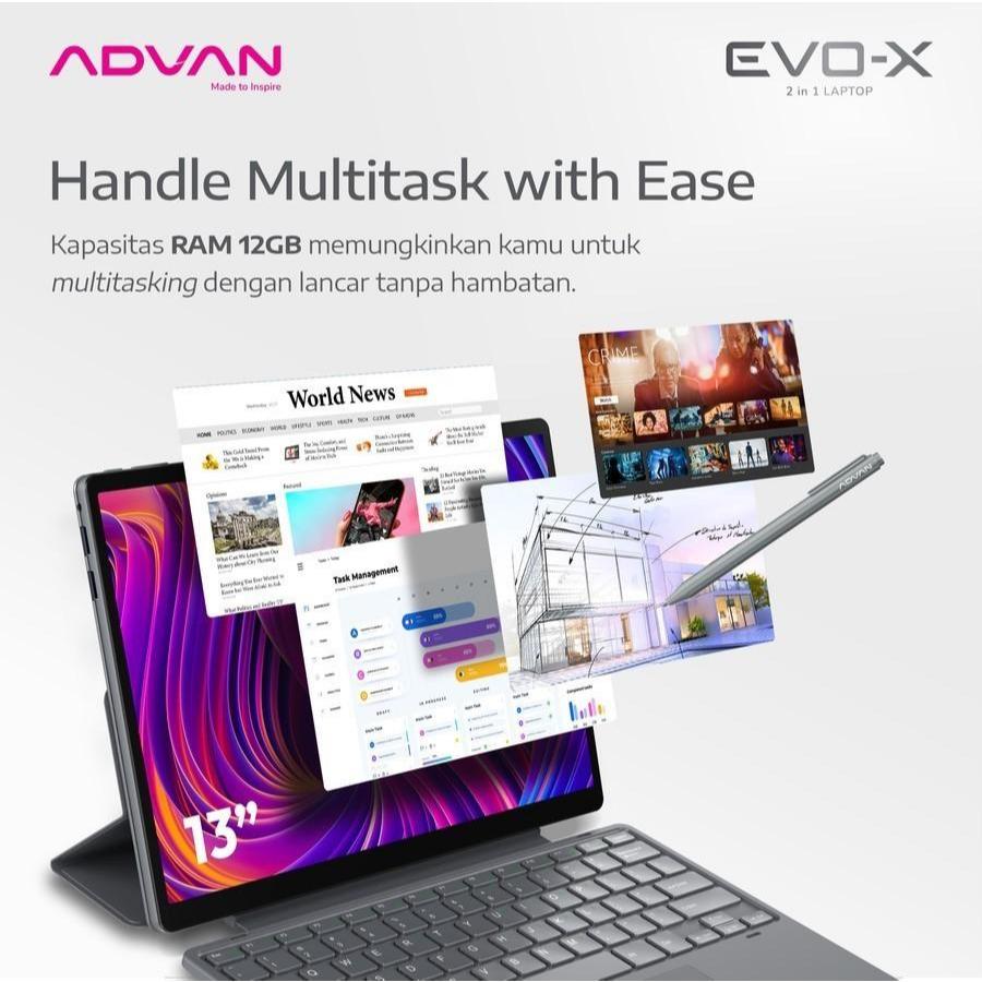 Jual ADVAN 2IN1 EVO-X 13 N100 12GB 512GB 13.0 2K IPS 100% SRGB W11 ...