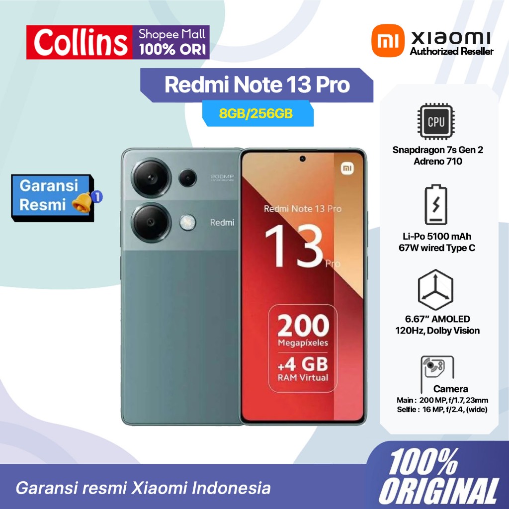 Jual Xiaomi Redmi Note 13 Pro 8GB/256GB | Snapdragon 7s Gen 2 | Kamera ...