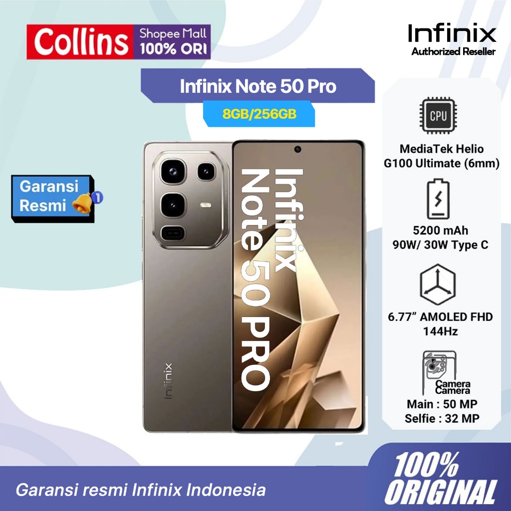 Jual Infinix Note 50 Pro 8/256GB - Up to 16GB Extended RAM - Helio G100 Ultimate -6.78” FHD+ ...