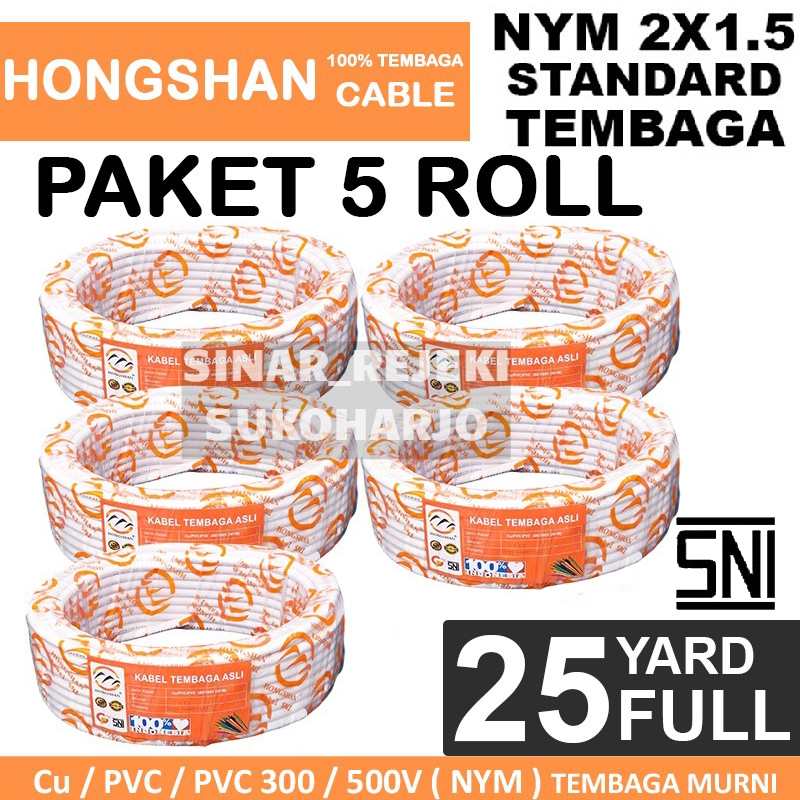 Jual Paket 5 Roll Kabel Listrik NYM SNI Tembaga 2x1,5 ROLL 25 YARD FULL 2x1.5 Kabel NYM Tembaga ...