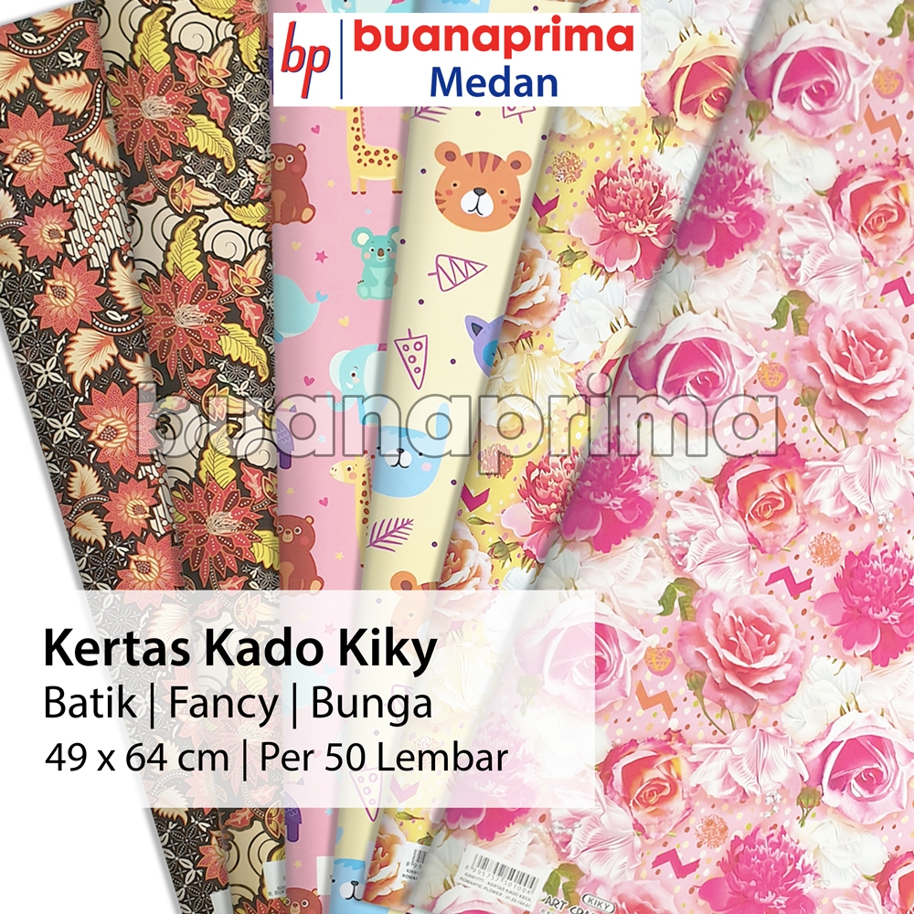 Jual KERTAS KADO KIKY 1 PACK isi 50 Lembar Motif Lucu Karakter Bunga ...