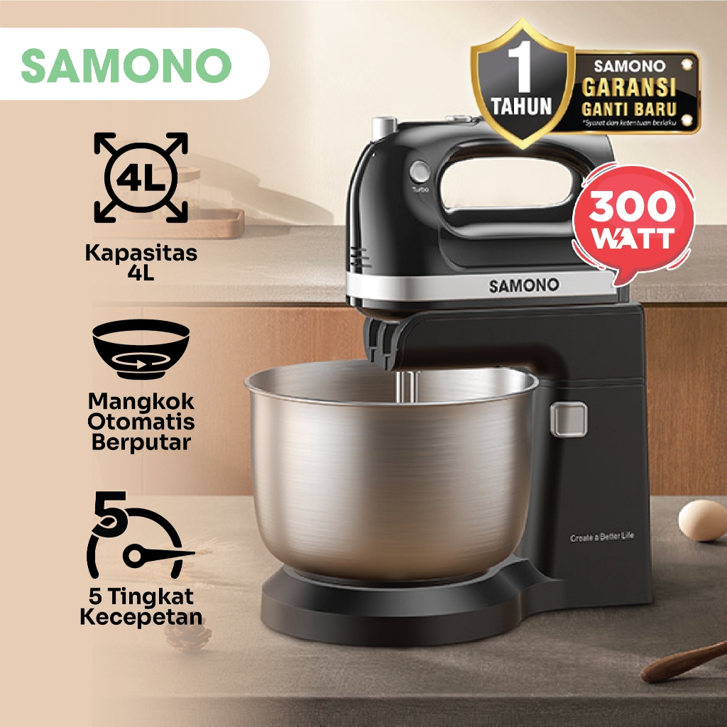 Jual SAMONO Stand Mixer 4L Electric Mixer 300W Motor Bertenaga Dua ...