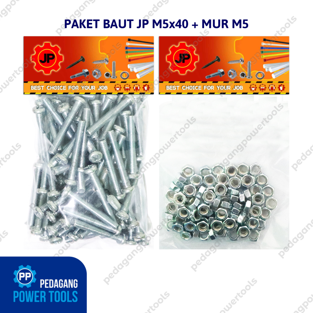 Jual PAKET 2 SET BAUT MUR 5x40 BAUT JP M 5 x 40 MM MUR M5 SKRUP ISI 100 PCS | Shopee Indonesia