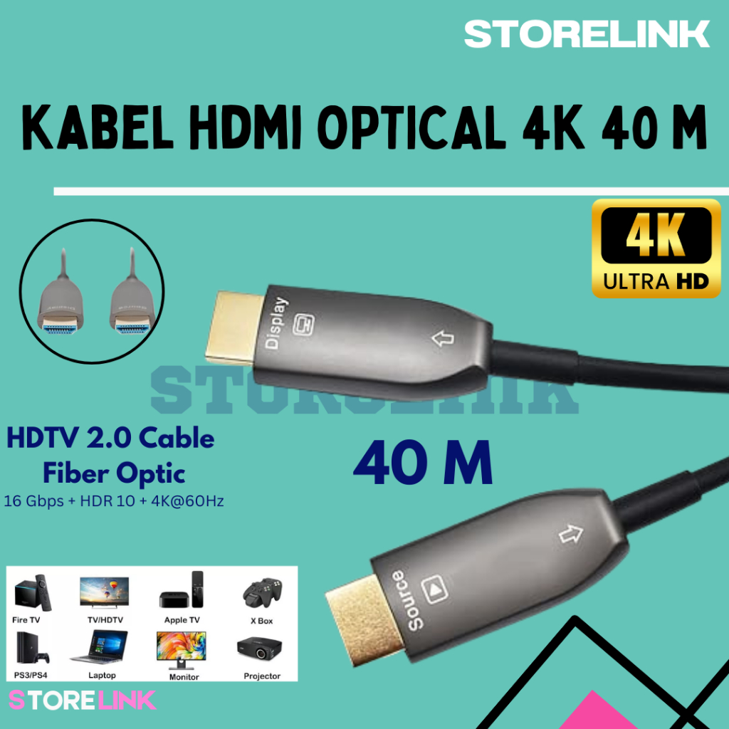 Jual kabel hdmi fiber Optical 4k 40m kabel hdm 4k 40meter /kabel optic hdmi 40 meter /kabel ...