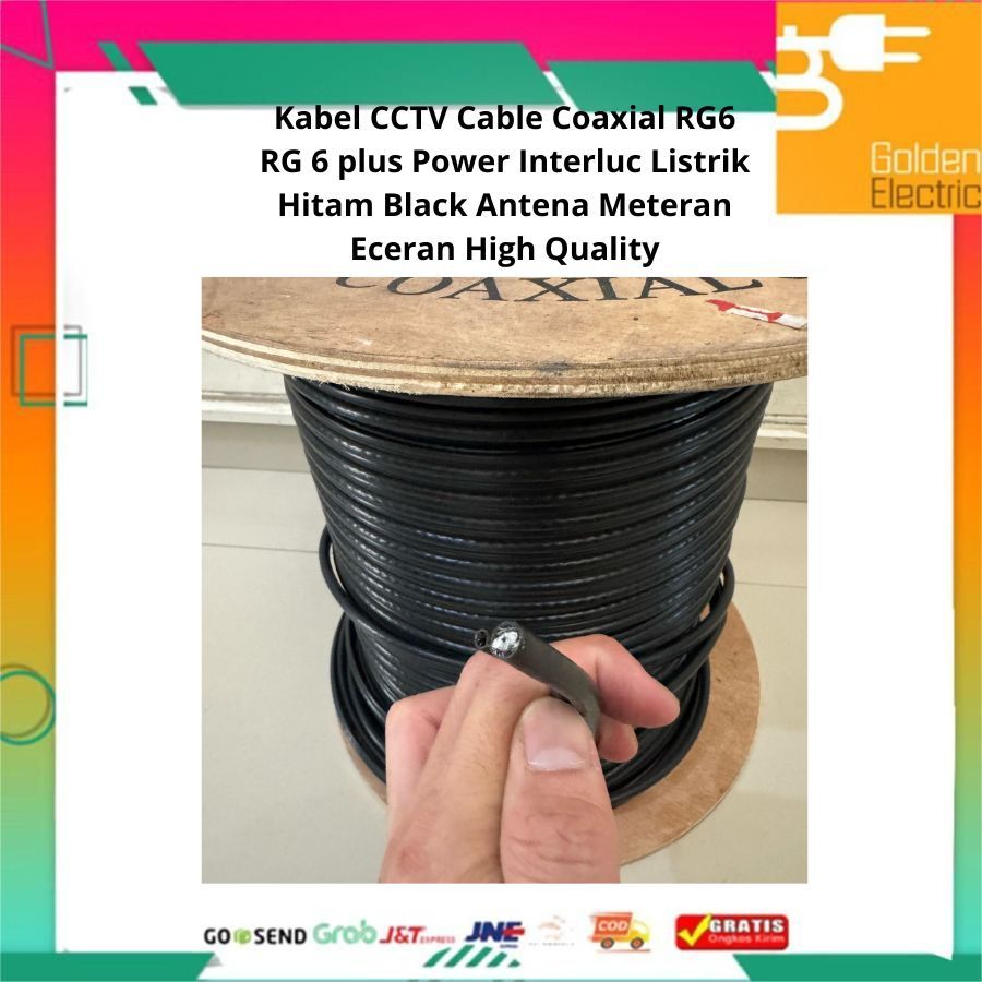 Jual Kabel CCTV Cable Coaxial RG6 RG 6 plus Power Interluc Listrik ...
